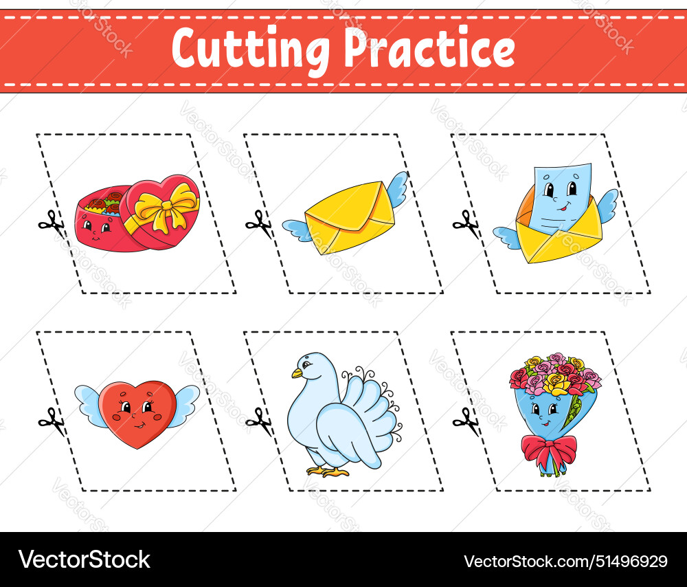 Cutting practice for kids education developing Vector Image