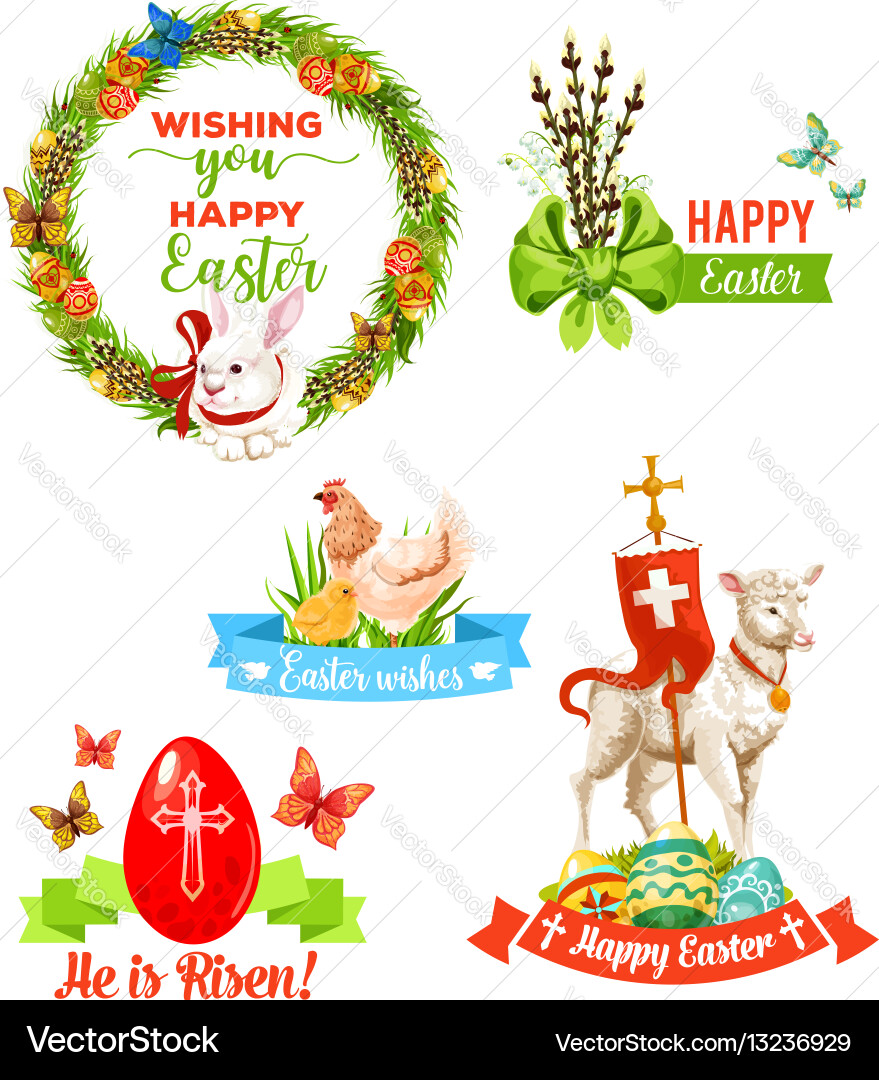 Easter Celebration Emblems Royalty Free Vector Image