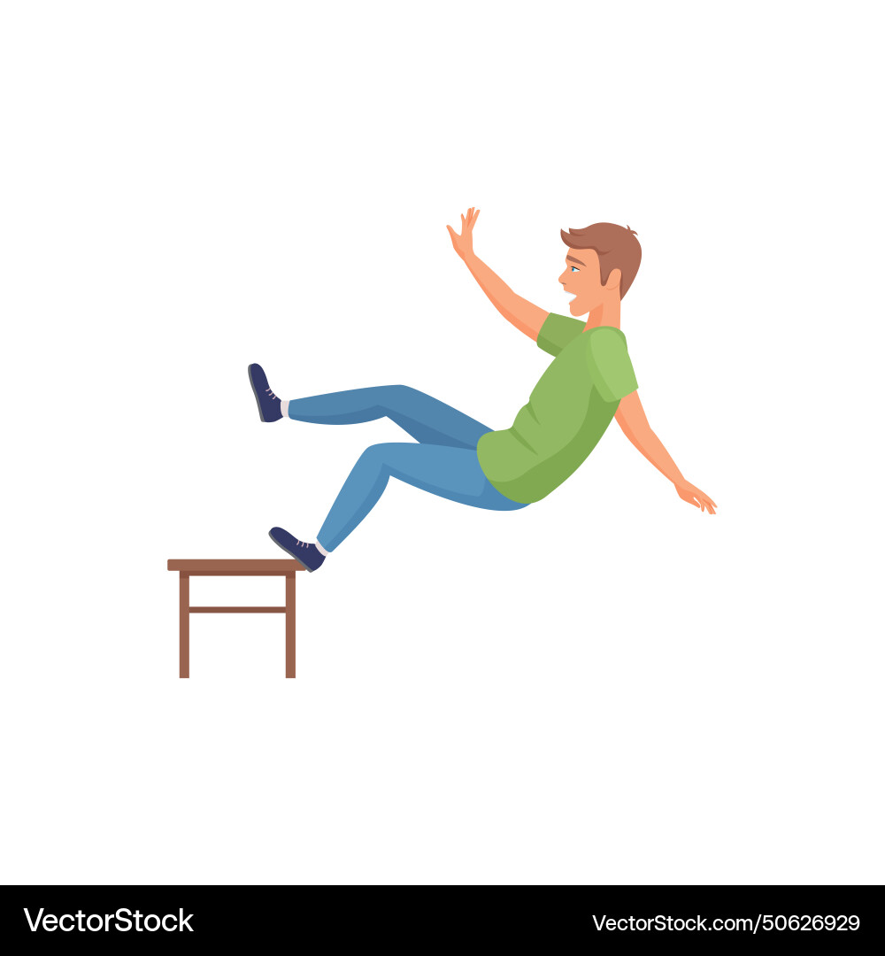 Man falling from wooden stool home fall accident Vector Image