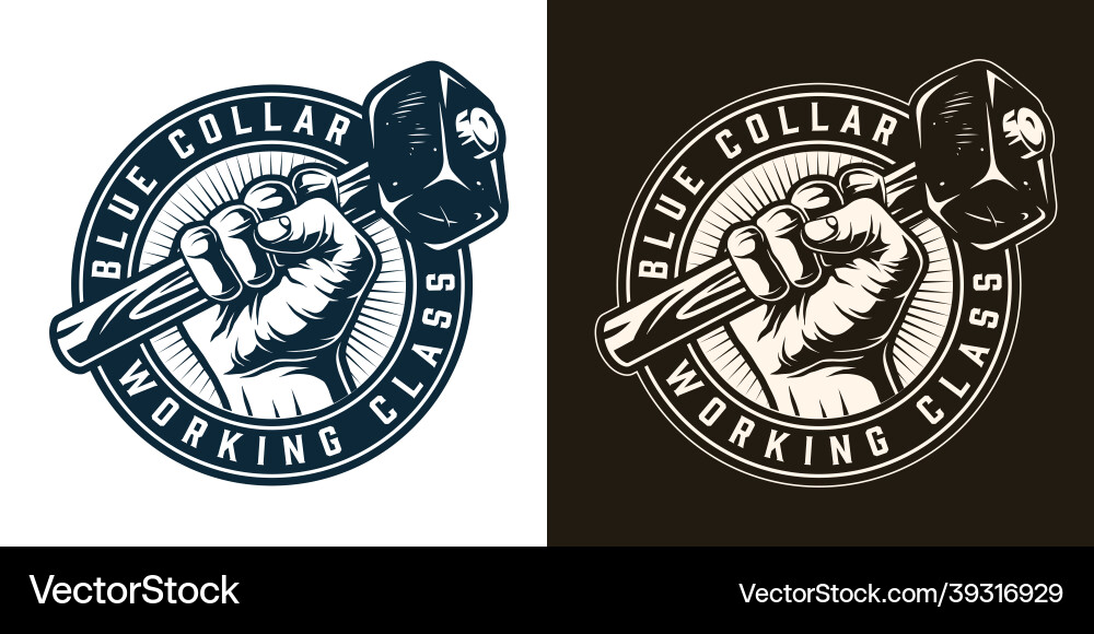 Manual worker round vintage emblem Royalty Free Vector Image