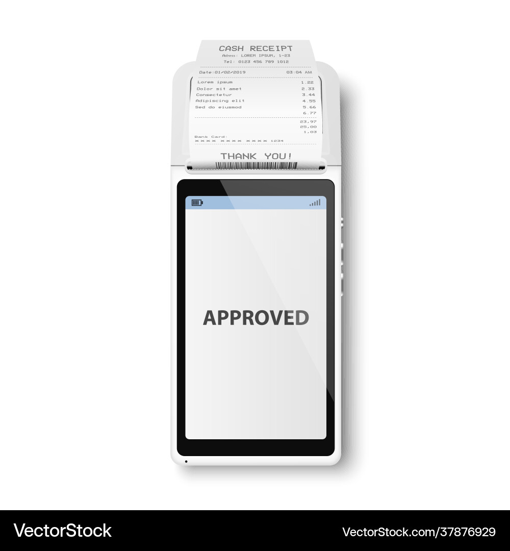 Realistic white 3d payment machine pos Royalty Free Vector