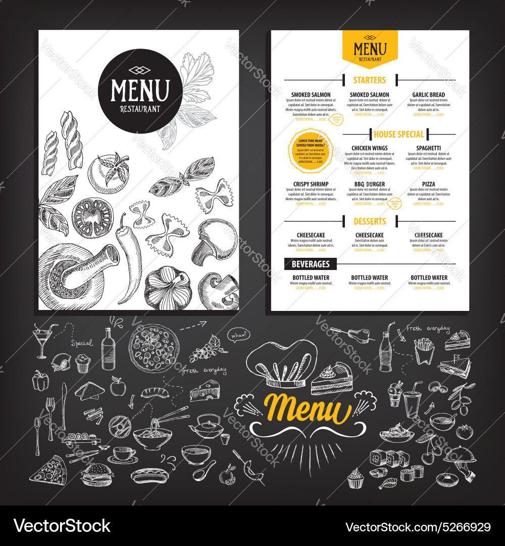 Restaurant cafe menu template design food flyer Vector Image