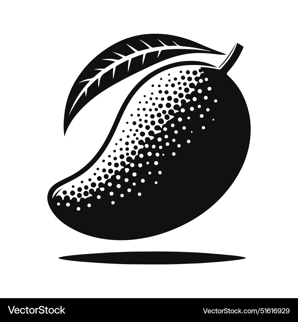 Simple silhouette mango art in monochrome Vector Image