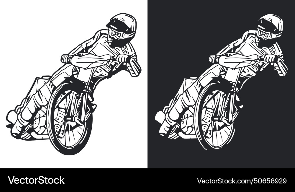 Speedway rider line art Royalty Free Vector Image