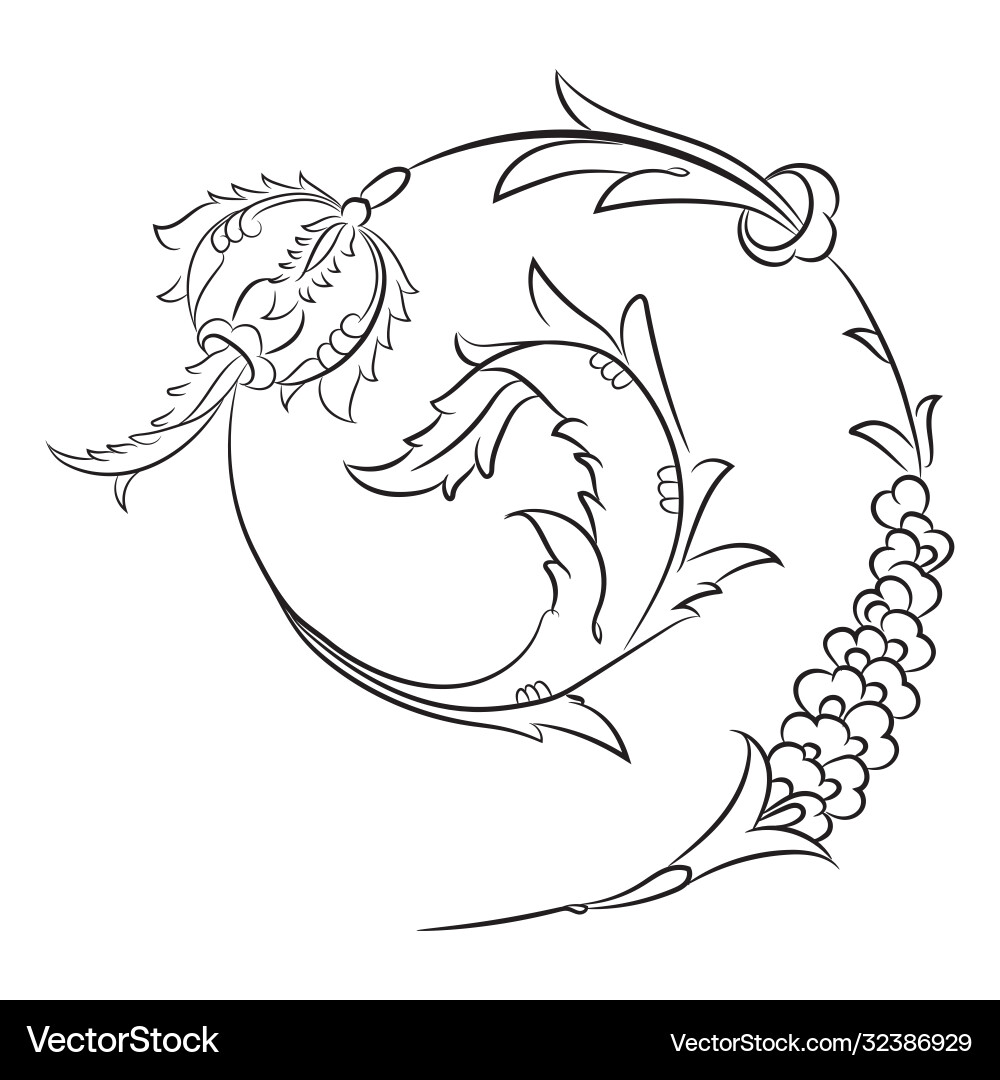 Traditional turkish style floral drawing Vector Image