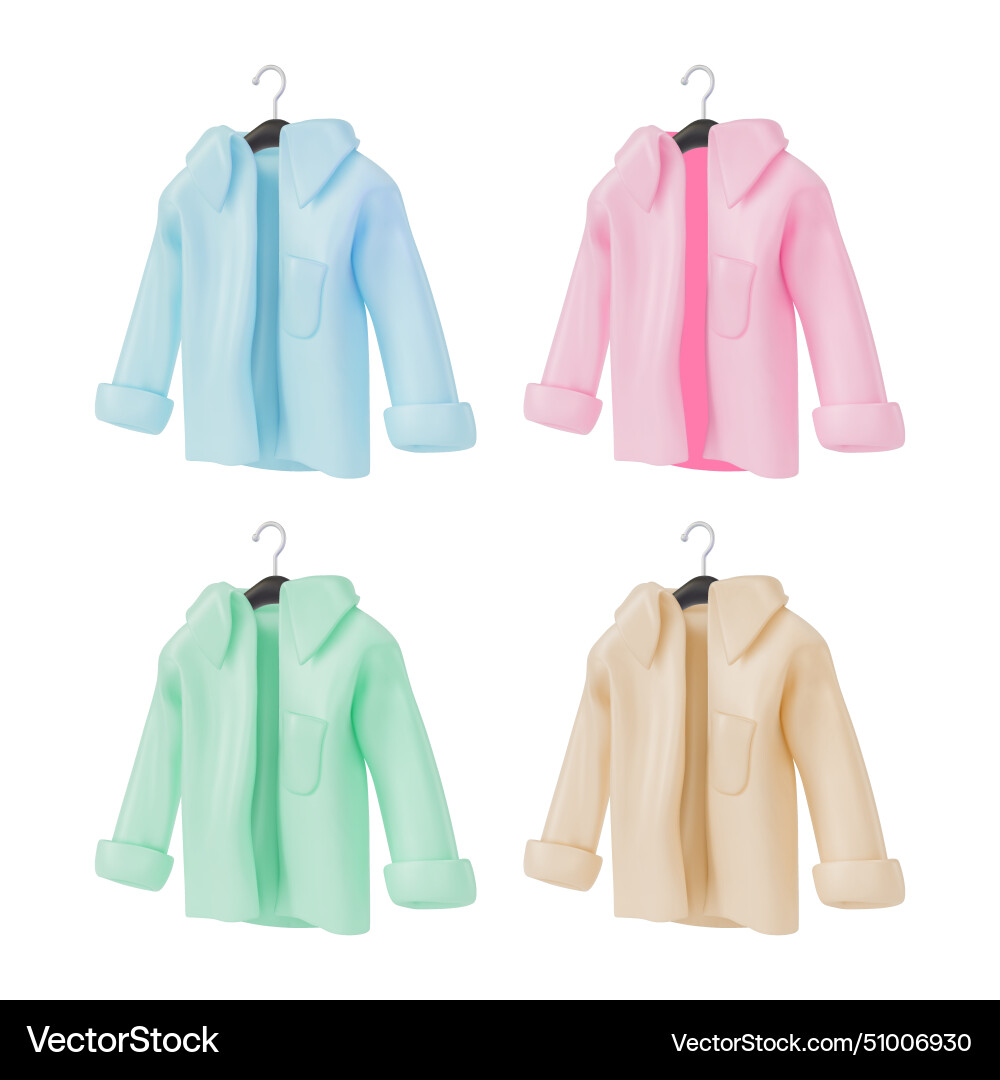 3d different color shirt set cartoon design style Vector Image