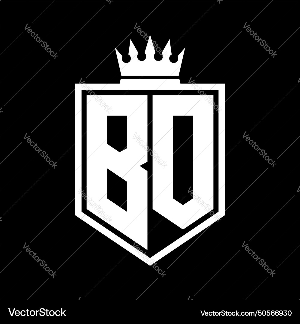 Bo logo monogram bold shield geometric shape Vector Image