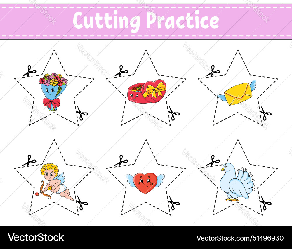 Cutting practice for kids education developing Vector Image