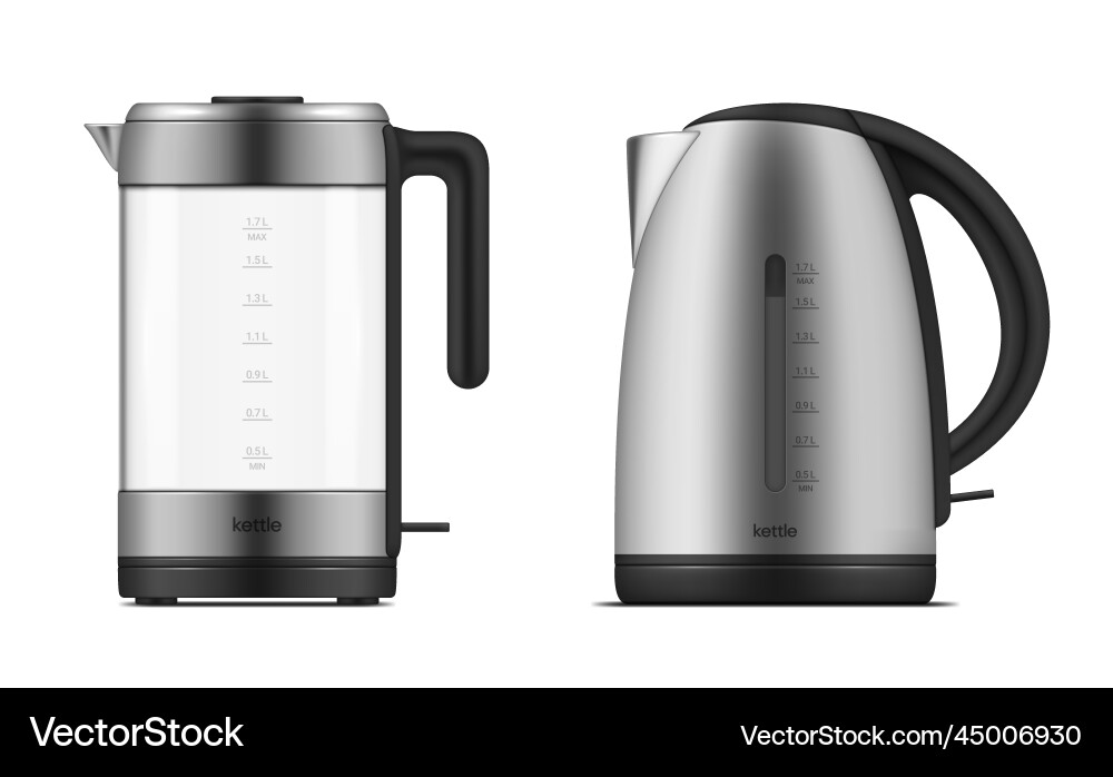 Electric kettle metallic glass teapot for boiling Vector Image