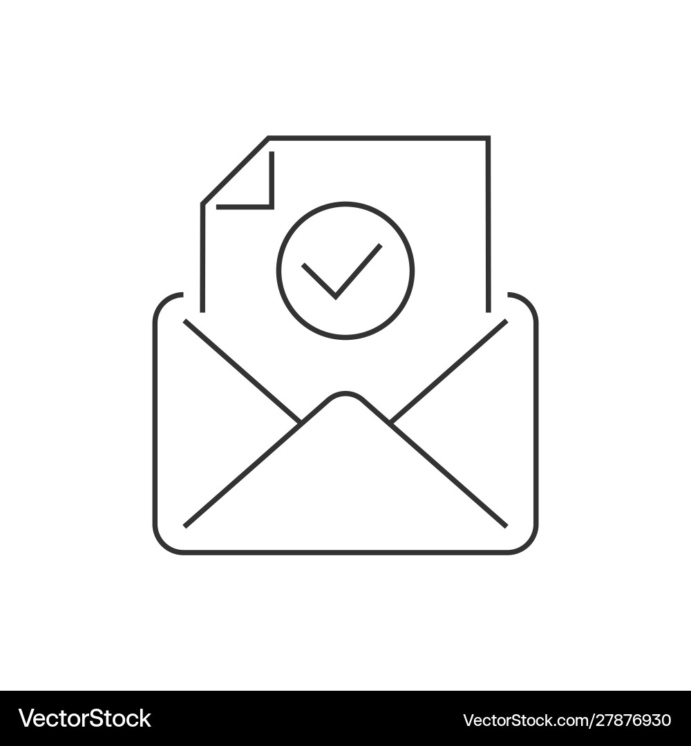Email approve line icon on white background Vector Image