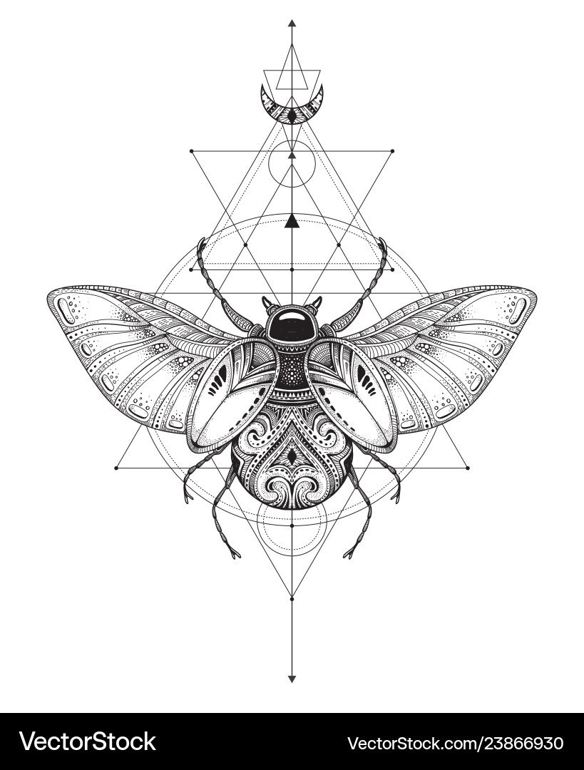 Hand drawn esoteric symbol bug with sacred Vector Image