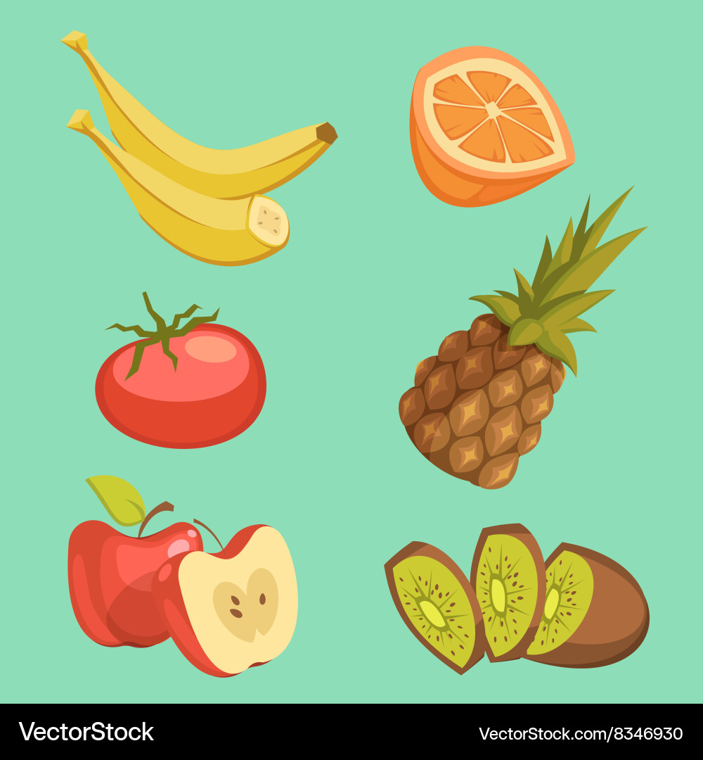 Healthy food cartoon set Royalty Free Vector Image