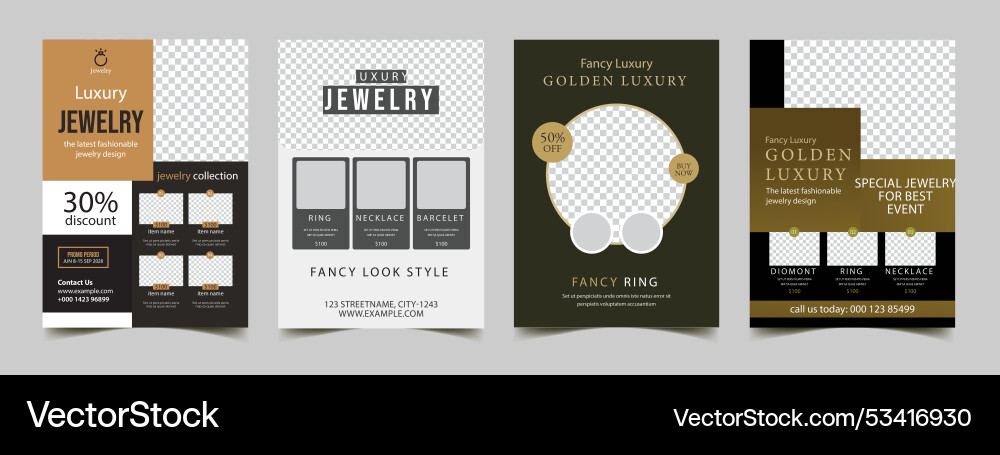 Jewelry flyer design layout template Royalty Free Vector