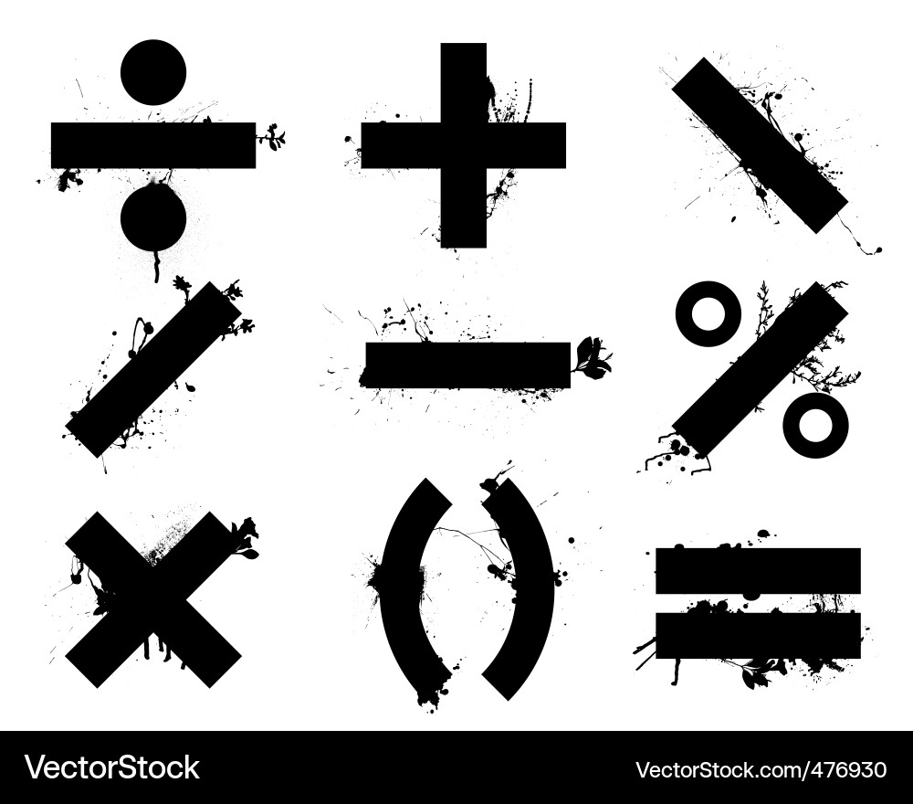 Math Symbols Grunge Icons Royalty Free Vector Image