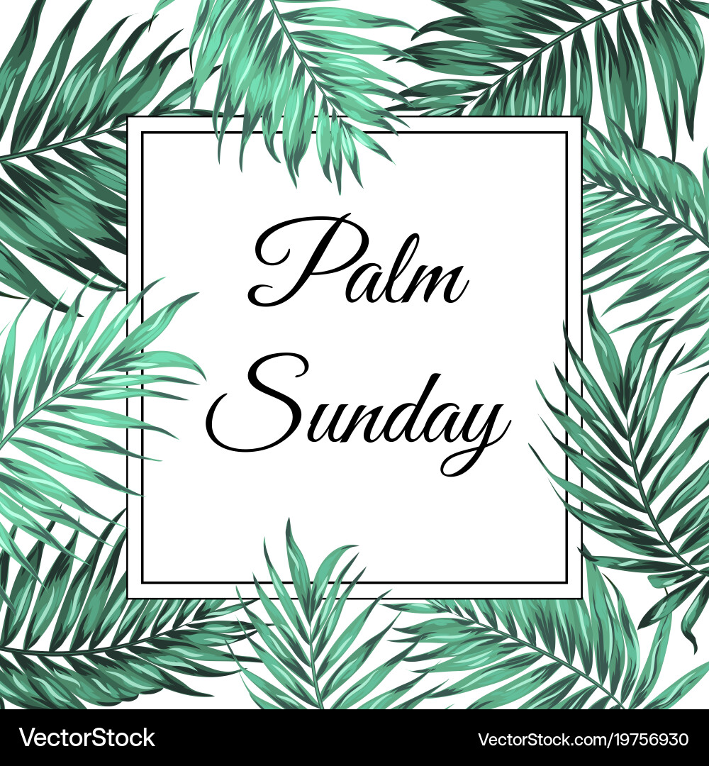 Palm sunday border frame template green leaves Vector Image