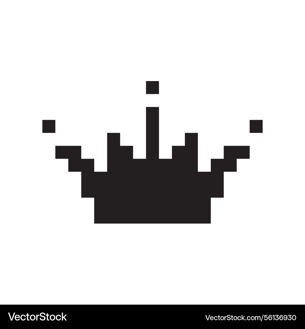 Pixel art crown 8 bit king icon retro style queen Vector Image