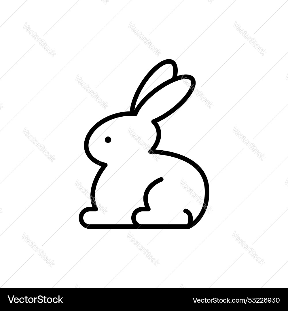 Rabbit icon set easter cute bunny in a black Vector Image