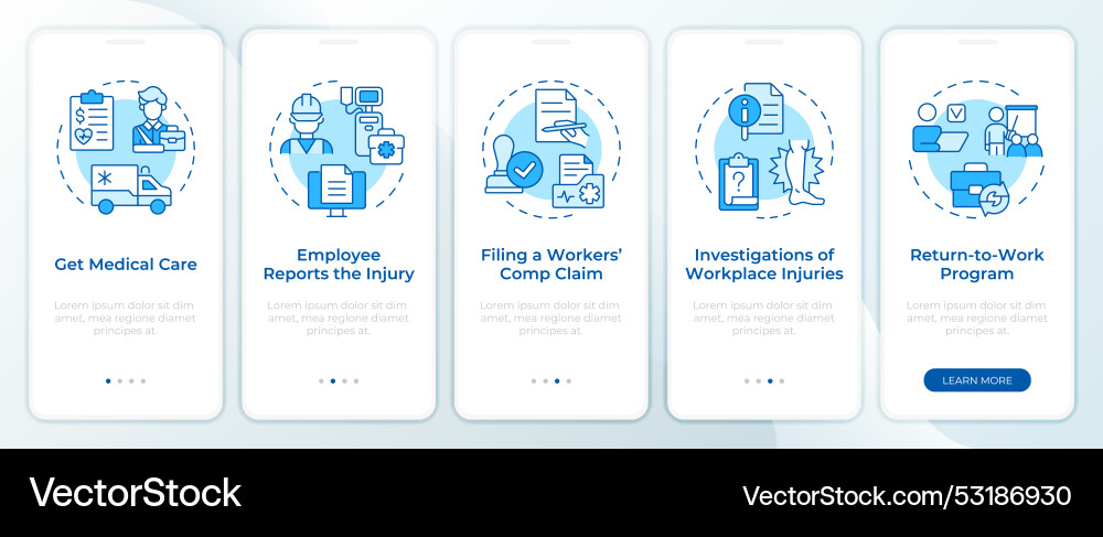 Workmens compensation claim blue onboarding Vector Image