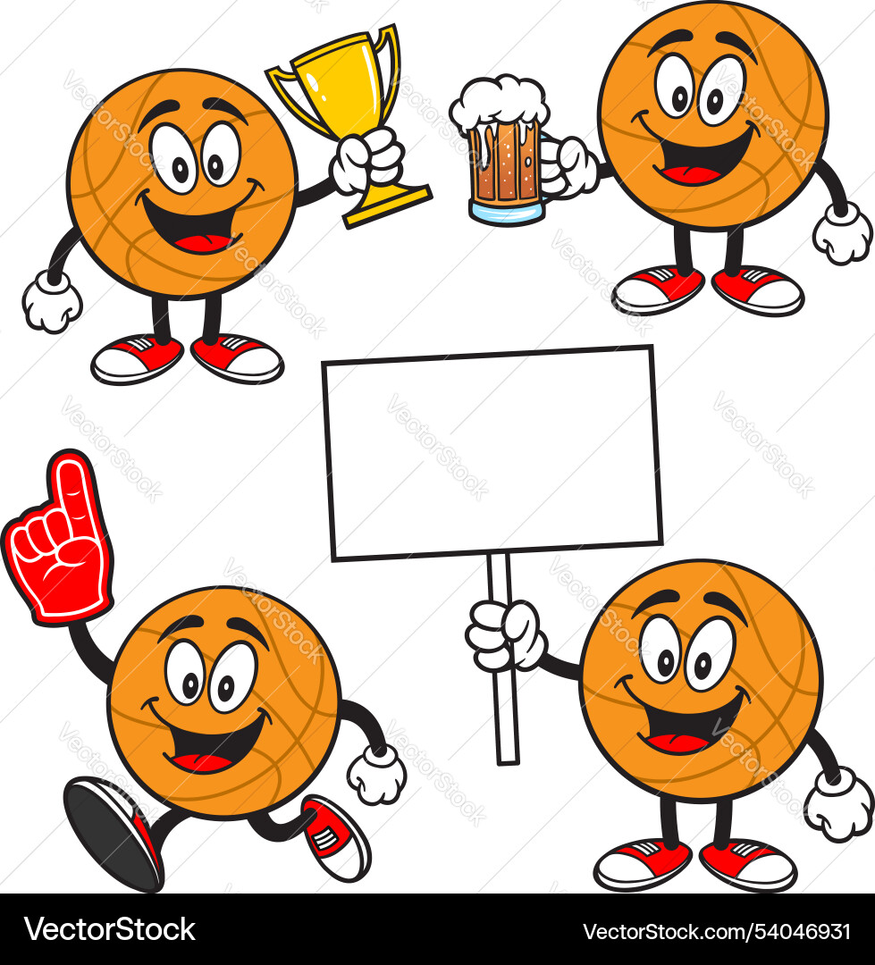 Basketball character set 01 Royalty Free Vector Image