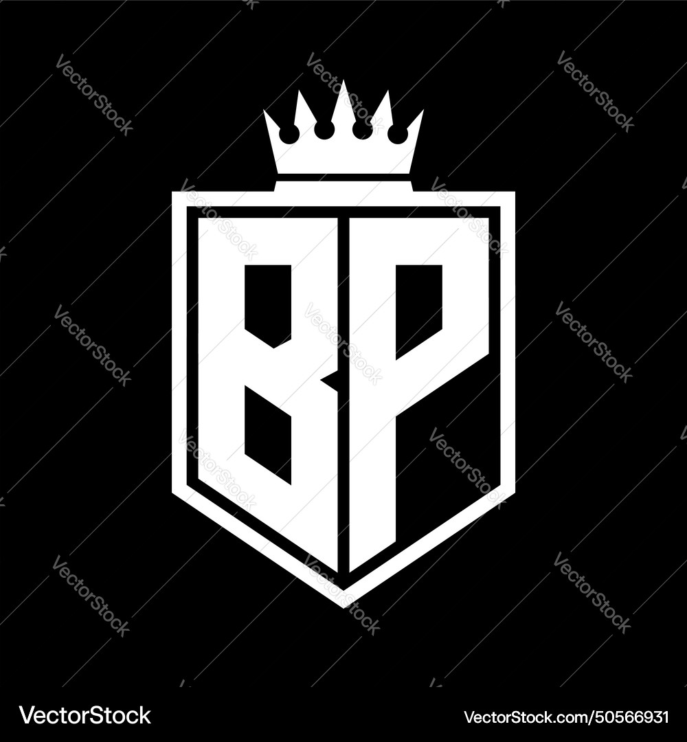 Bp logo monogram bold shield geometric shape Vector Image