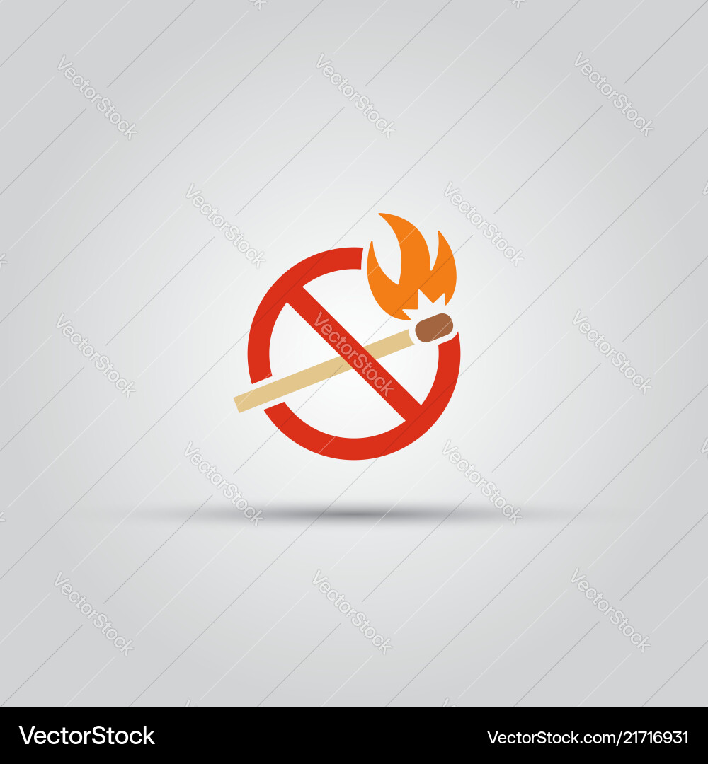 Burning match prohibition symbol or warning sign Vector Image