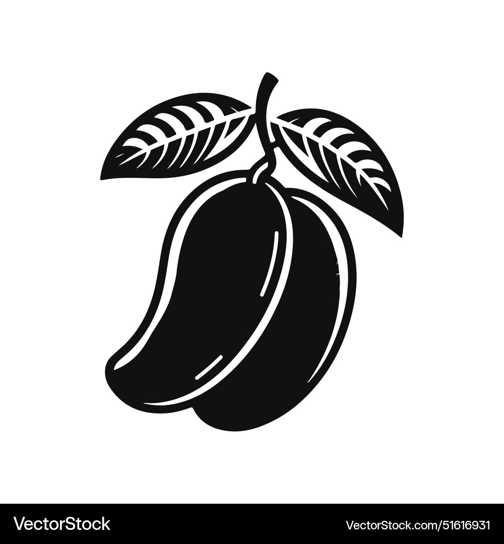 Elegant monochrome mango silhouette Royalty Free Vector