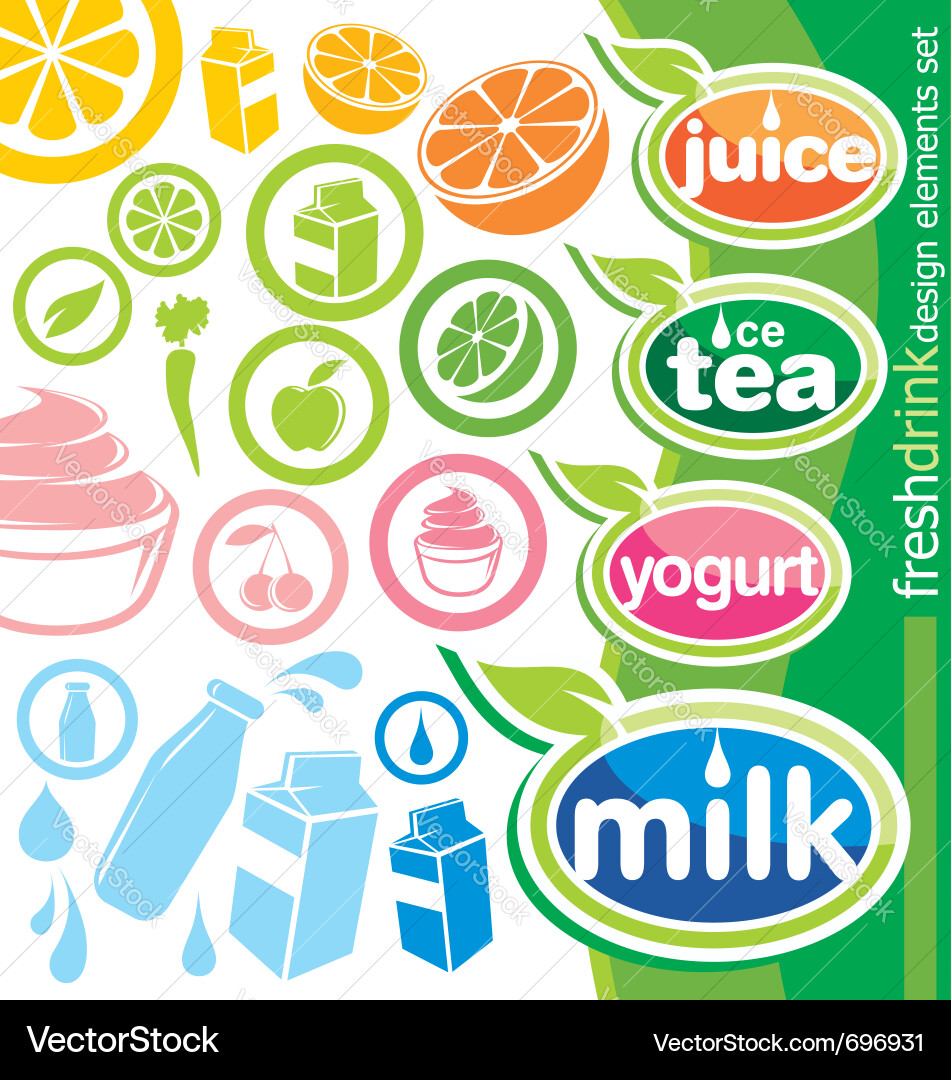 Fresh drink design elements Royalty Free Vector Image