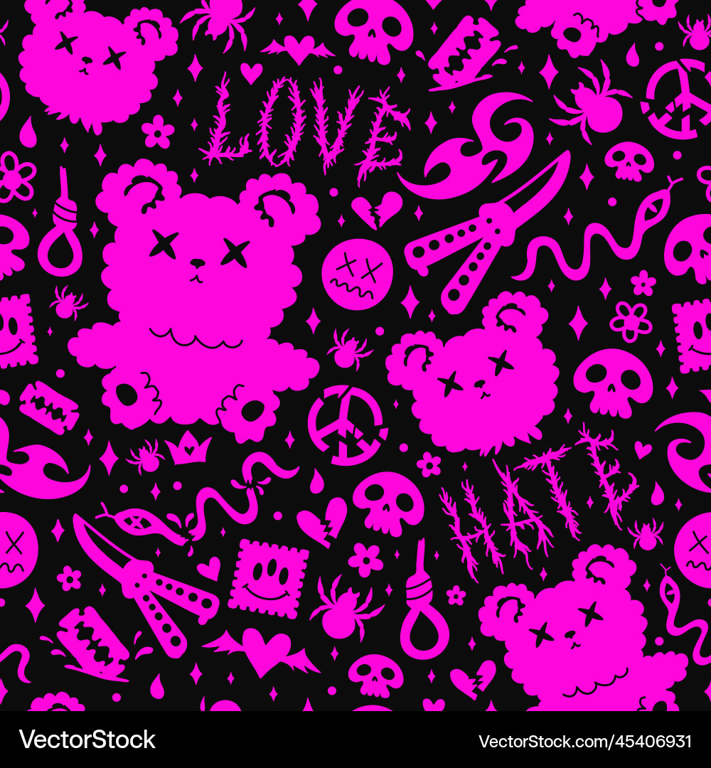 Grunge emo seamless pattern wallpaper art Vector Image