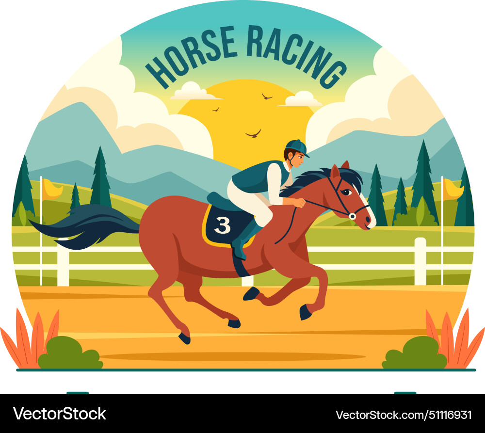 Horse racing competition with equestrian Vector Image