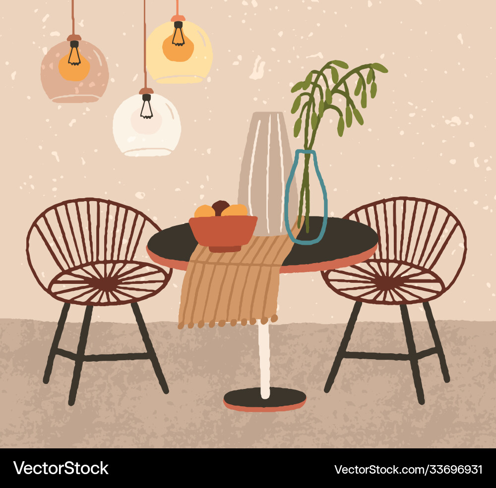Interior design cozy dining room with modern Vector Image