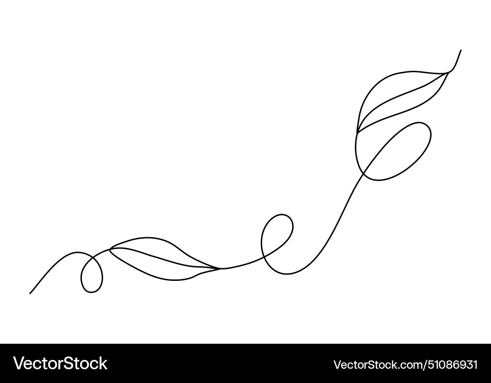 Leaves one line drawing Royalty Free Vector Image
