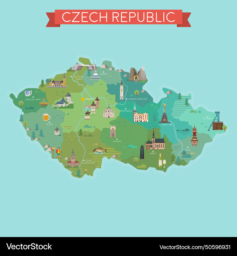 Map of czech republic Royalty Free Vector Image