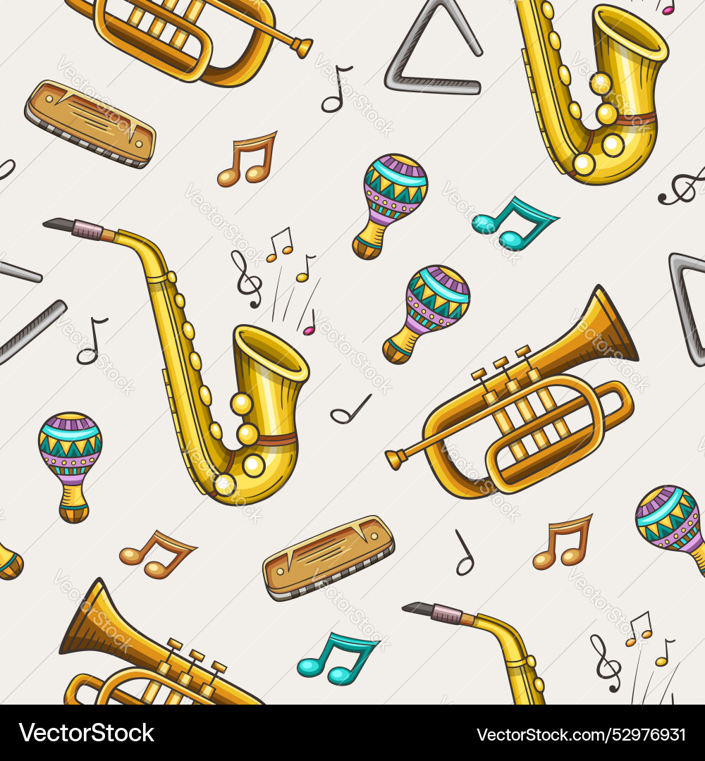Seamless pattern with jazz musical instruments Vector Image