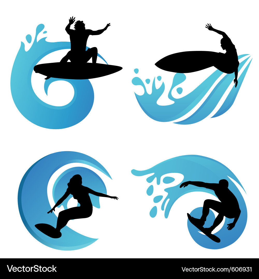 Surfing symbols Royalty Free Vector Image - VectorStock