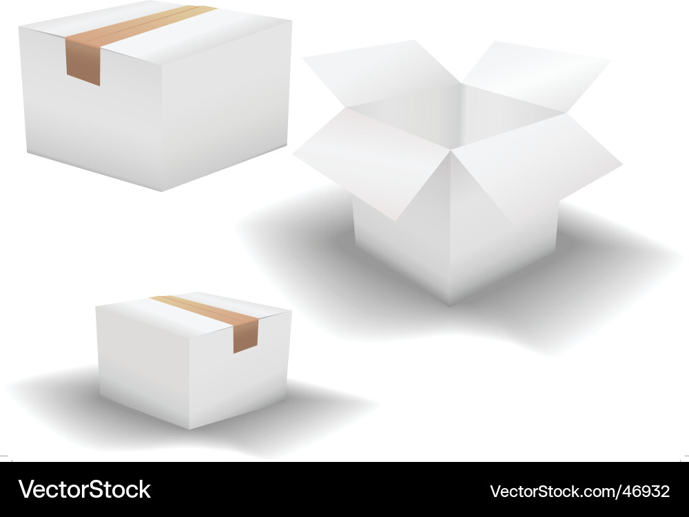 Box variations 3 white boxes Royalty Free Vector Image