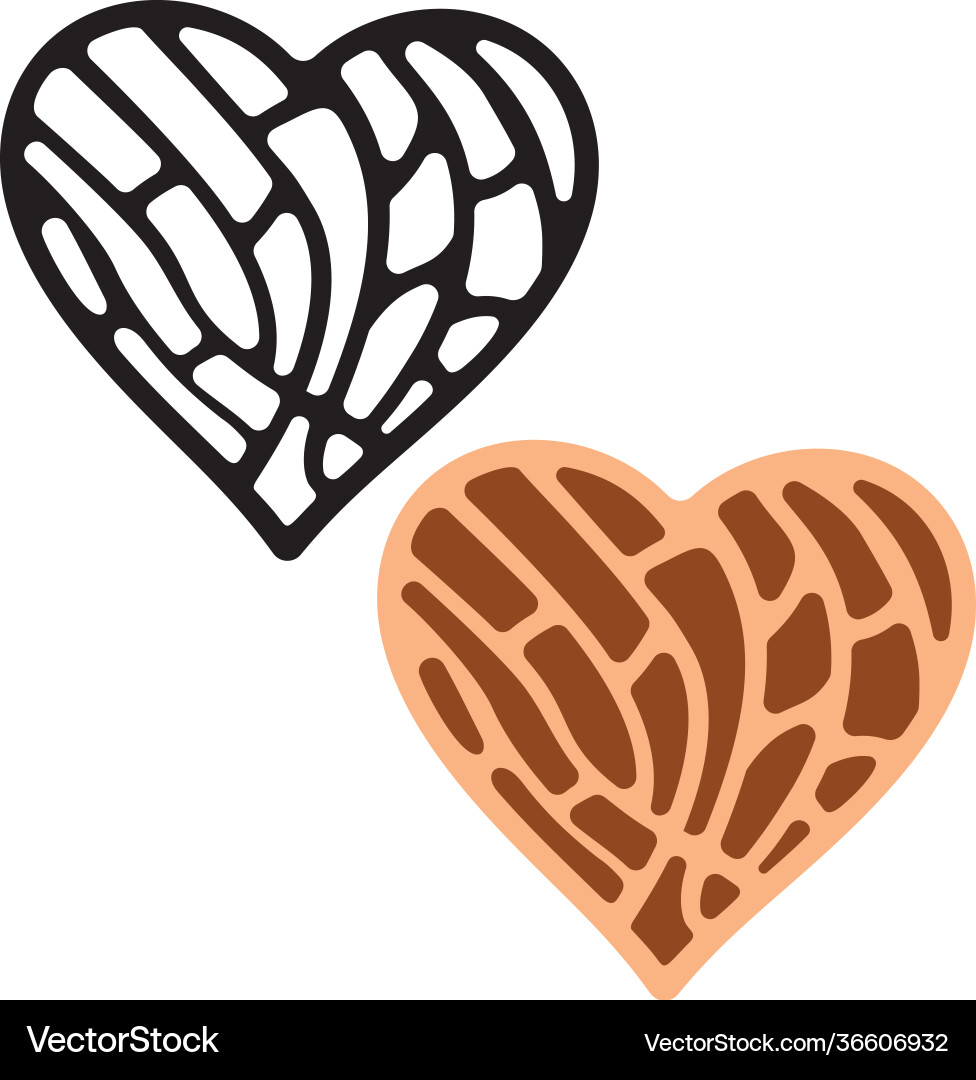 Heart shape concha pans Royalty Free Vector Image