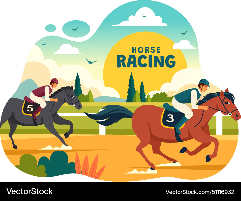 Horse racing competition with equestrian Vector Image