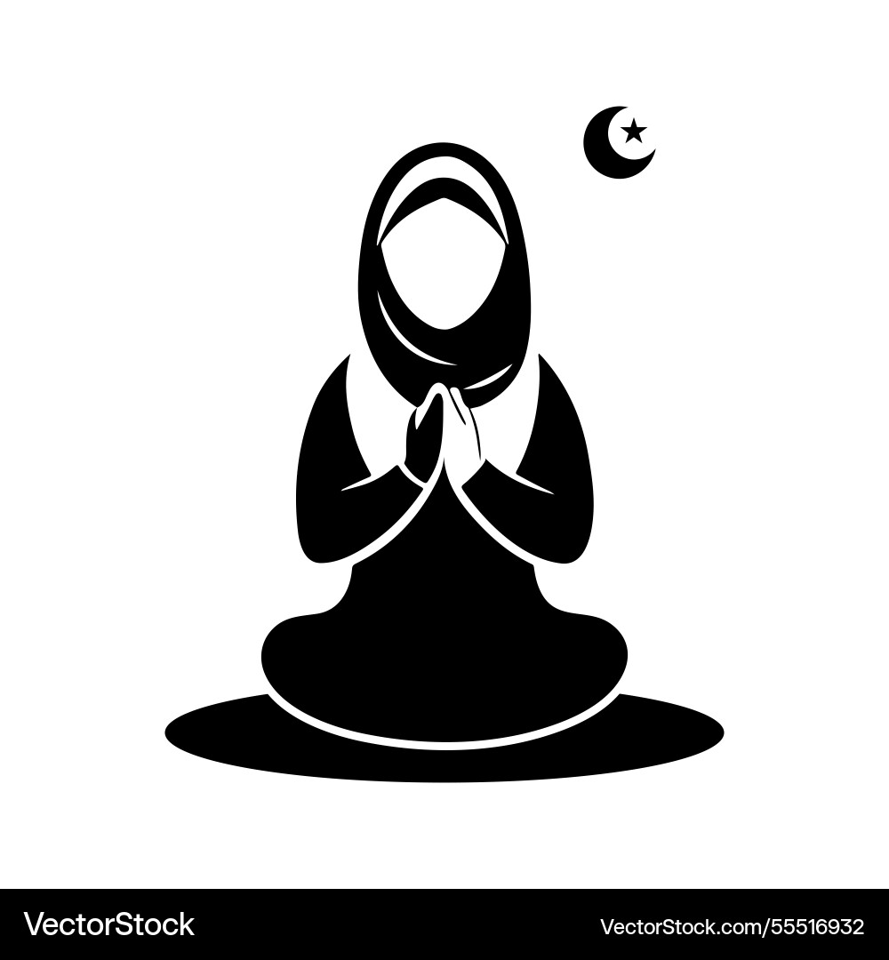 Muslim woman praying silhouette Royalty Free Vector Image