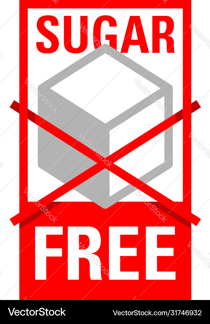 Sugar free sign - crossed cube Royalty Free Vector Image