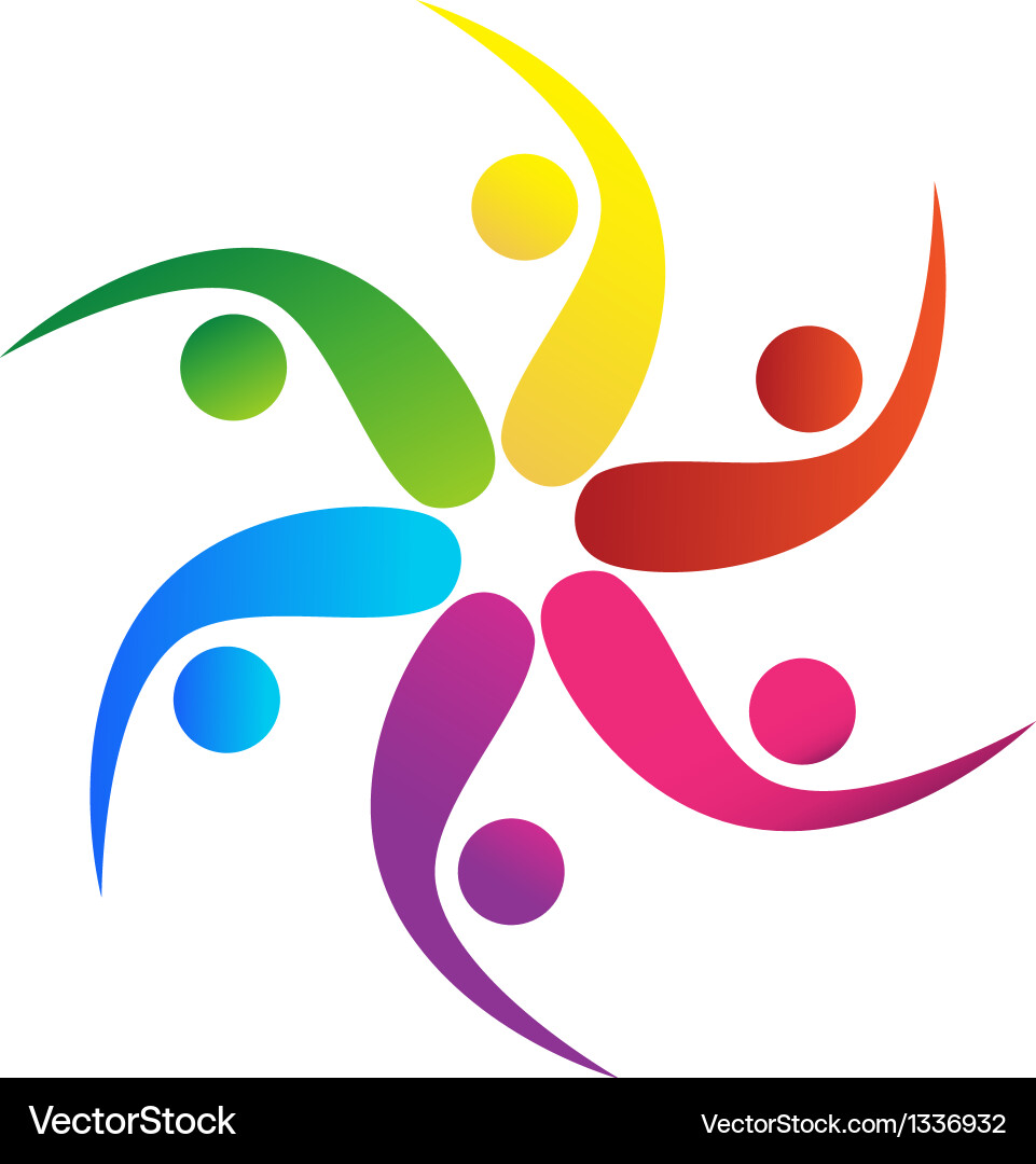 Team 6 swooshes logo Royalty Free Vector Image