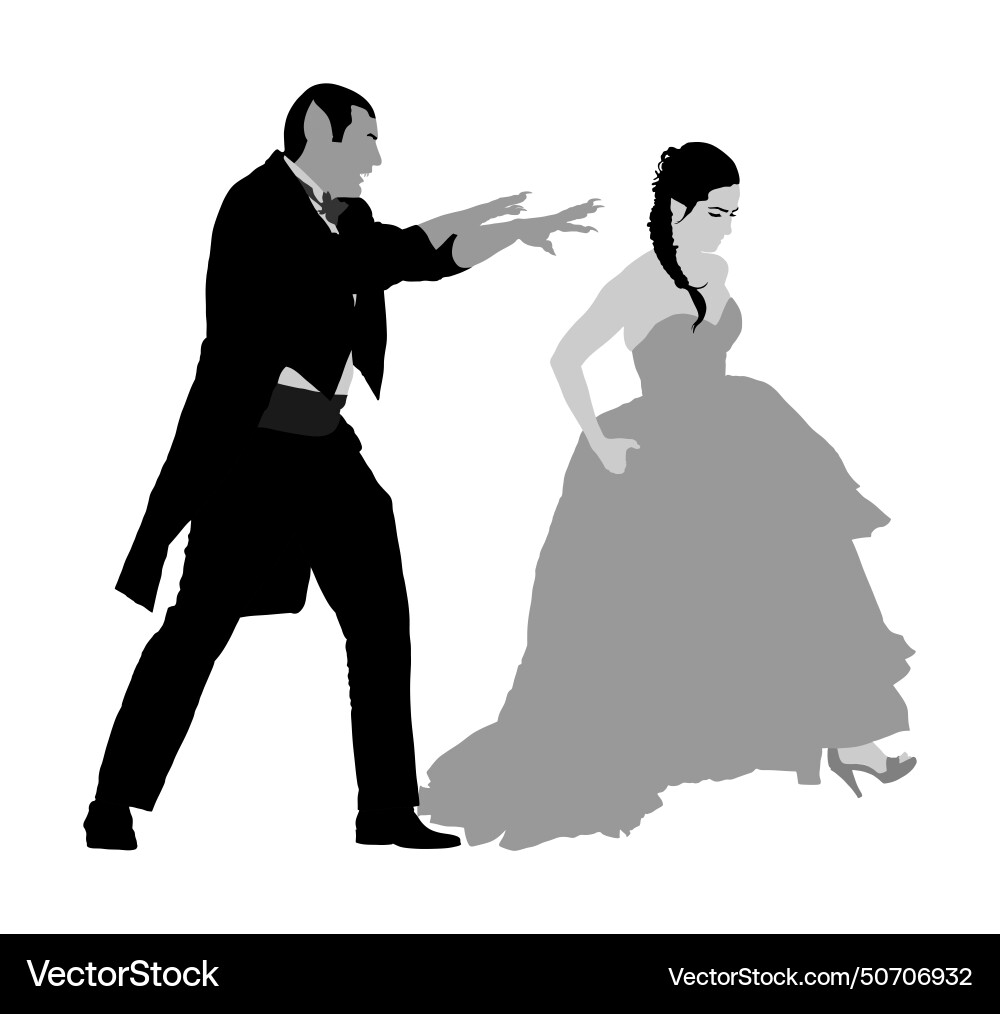 Vampire attack young lady isolated Royalty Free Vector Image