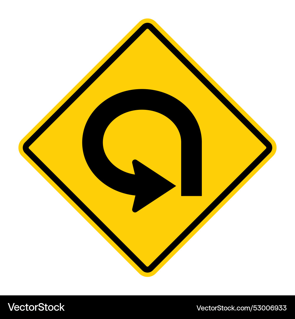 270 degree curve loop warning road sign Royalty Free Vector