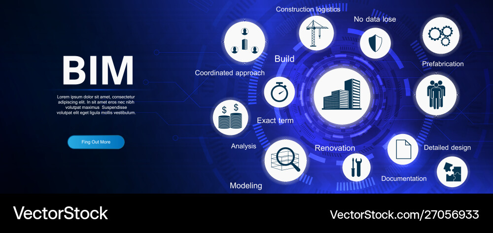 BIM Construction Banner Royalty Free Vector Image