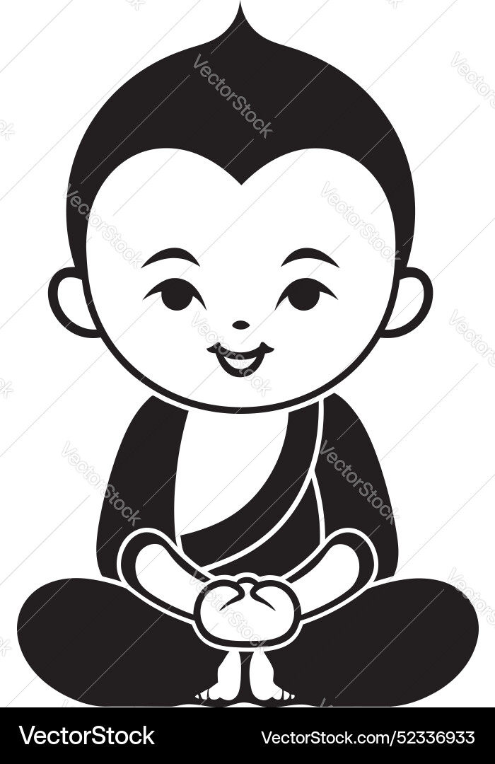 Buddha bambino silhouette design peaceful prodigy Vector Image