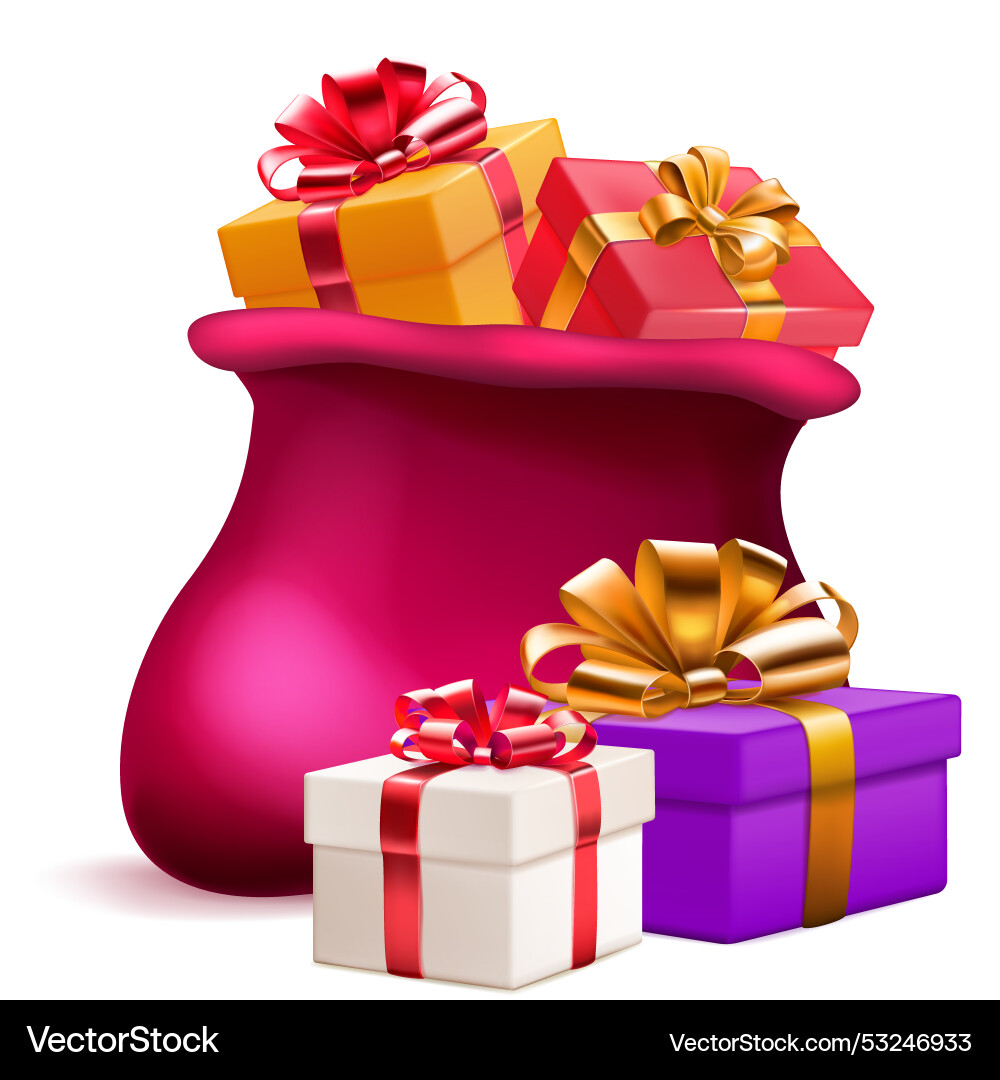 Colorful gifts in a bag Royalty Free Vector Image