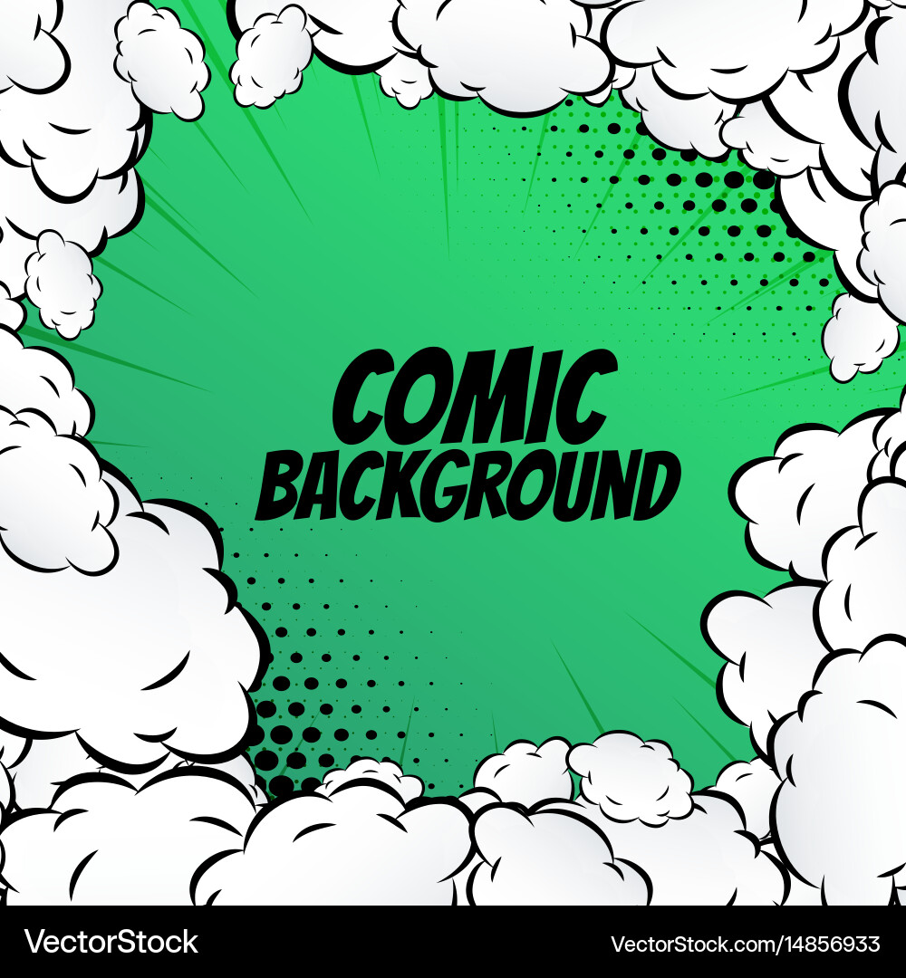 Comic background with clouds frame pop art Vector Image