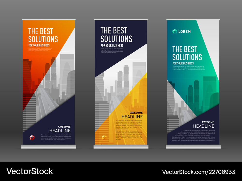 Construction roll up banner design templates set Vector Image