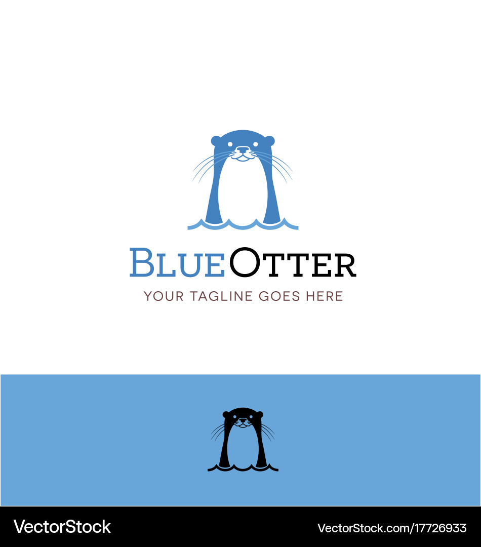 Cute blue otter logo Royalty Free Vector Image