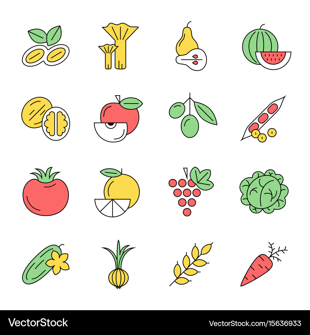 Digital green vegetable icons set Royalty Free Vector Image