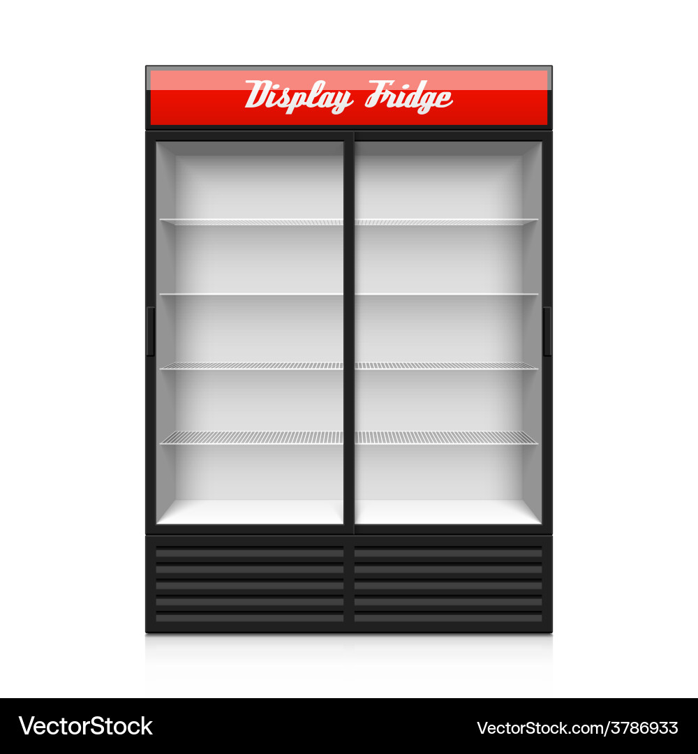 Double glass sliding door display fridge Vector Image